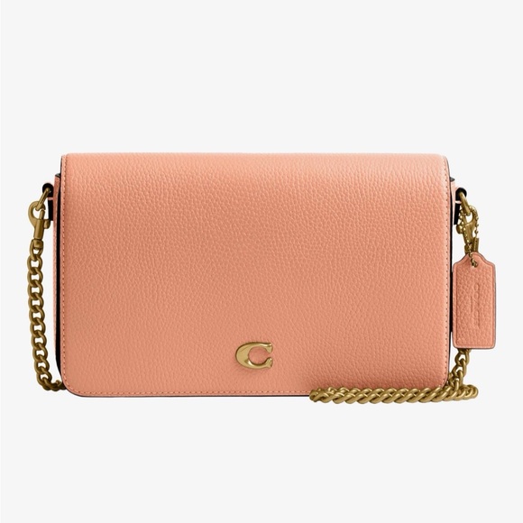 Coach | Bags | Coach Peach Leather Crossbody With Gold Chain | Poshmark